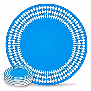 QUANJJ Blue Texture Rhombus Coasters Ceramic Set Round Absorbent Drink Coaster Coffee Tea Cup Placemats Table Mat (Color : D, Size : 8pcs)