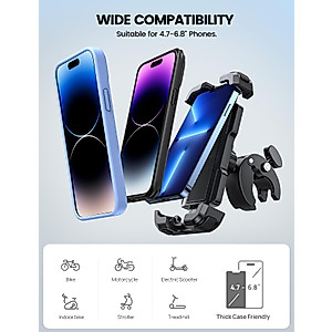 Lamicall Motorcycle Phone Mount, Bike Phone Holder - Upgrade Quick Install Handlebar Clip for Bicycle Scooter, Cell Phone Clamp for iPhone 16 15 Pro Max/ 14/13, Galaxy S10 and More 4.7-6.8" Phone