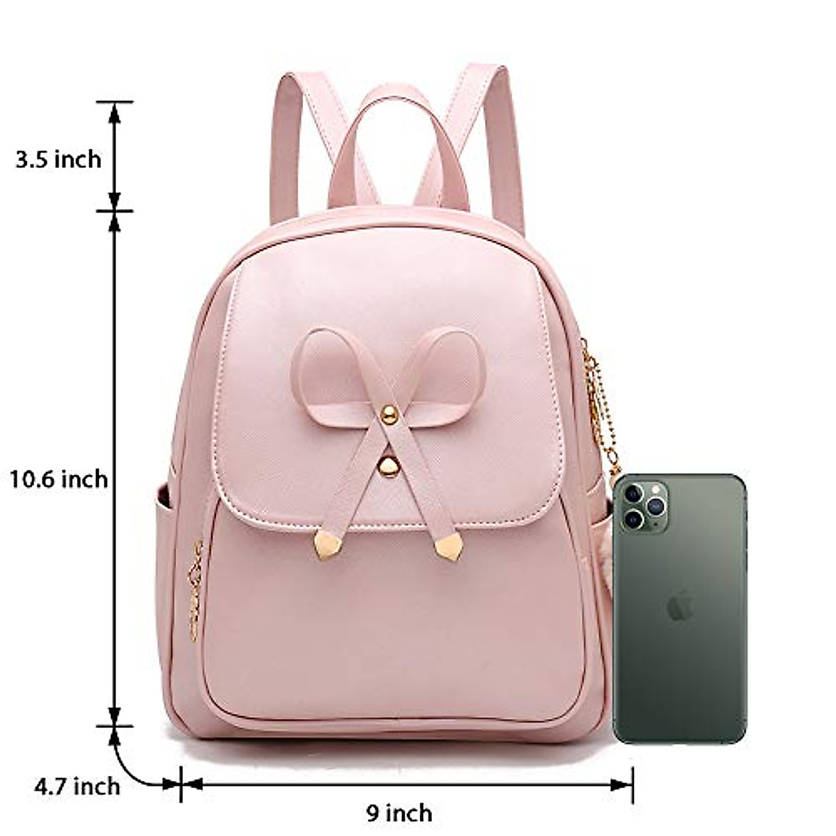 Cute Bowknot Mini Leather Backpack Fashion Small Daypacks Purse for Girls and Women
