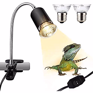 Horior Reptile UVA UVB Lamp for Turtle Lizard Basking Heat Light with 360° Clamp Dimmable Light for Reptile
