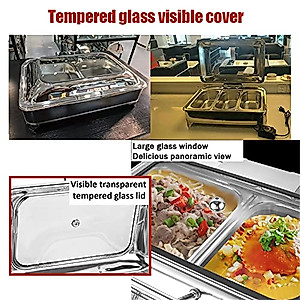 Food Warmers for Parties Buffets Electric, Electric Chafing Dish Buffet Set with Clear Glass Hydraulic Covers, Stainless Steel Buffet Server and Adjustable Temperature Warming Tray 35°c~80°c, 9l(Siz