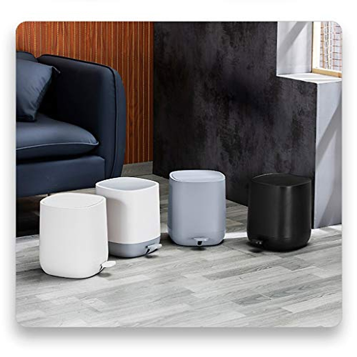 Didiesse Dustbins Plastic Foot-Operated Trash Can Wastebasket,Silent Closing Lid，Garbage Container Bin for Bathroom,Bedroom，Removable Liner Bucket Waste Storage Bins (Color : White)