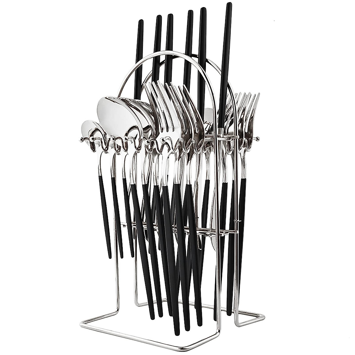 JANKNG 1PCS Silver Stainless Steel Cutlery Stand ( Can Hold 24piece Flatware ), Hanging Tableware Storage Rack, Kitchen Dining Table Decoration Storage For Home Party Reataurant