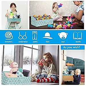 Homyfort Closet Storage Bins, Fabric Organizer Baskets with Handles, Trapezoid Storage Boxes for Organizing, Organization Baskets for Shelf, Clothes, Toys, Baby, Office Supplies, Nursery, Cabinet, Books (3-Pack, Blue)