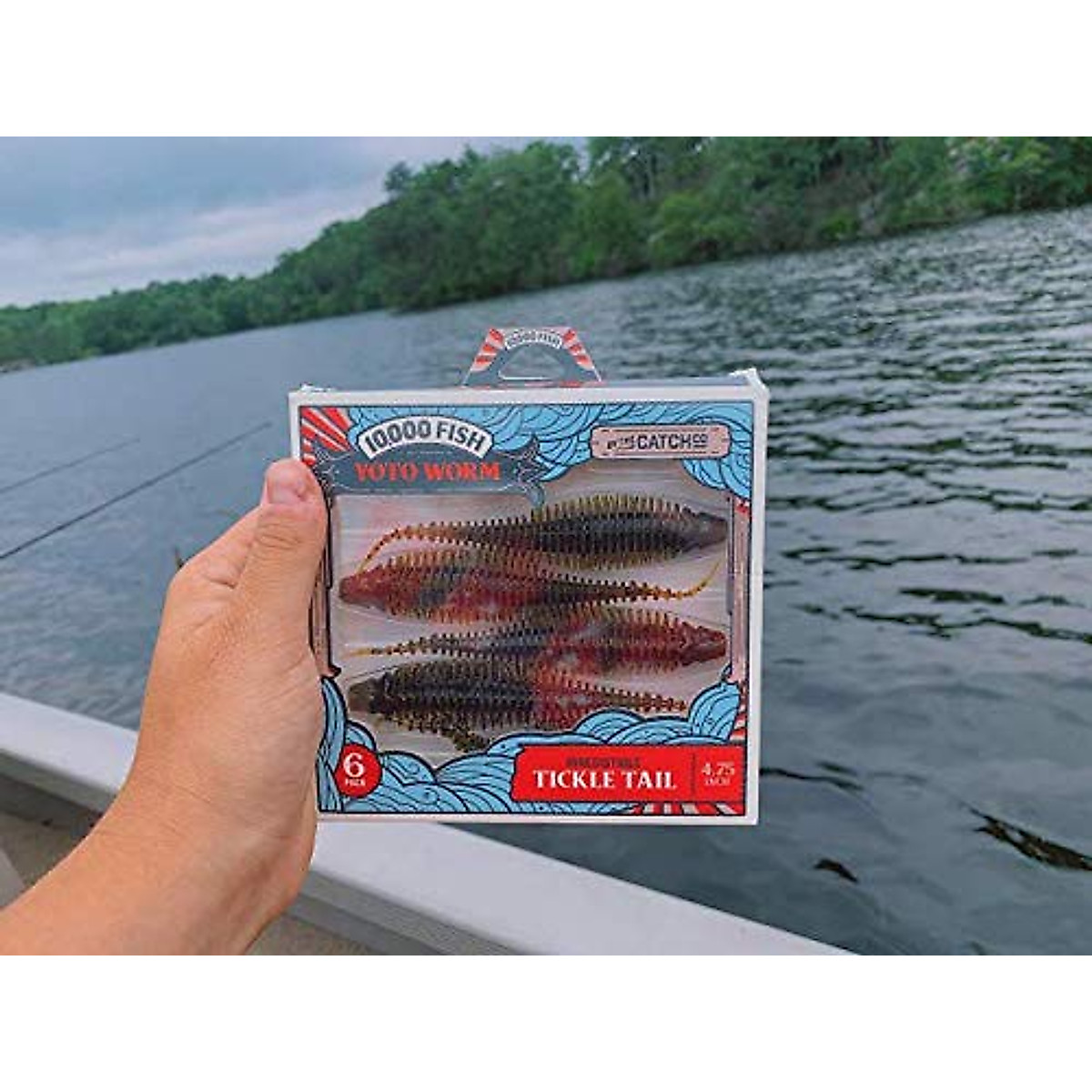 Catch Co 10,000 Fish Yoto Worm Soft Plastic Creature Bait Fishing Lure Watermelon Red Flake 4.75"