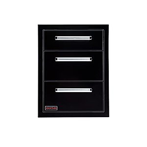 WHISTLER Outdoor Patio Kitchen Stainless Steel Triple Drawers for Outdoor BBQ Grill Kitchen Island,16.5×21.9×22 inches,Black