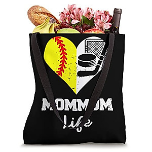 MomMom Life Heart Funny Softball Hockey Mom Mom Tote Bag