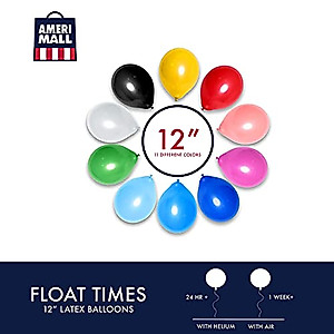 Amerimall Party Balloon, 12 Inches Solid Metallic Color, 100% Biodegradable Latex Balloons, 50-Pack, Gold