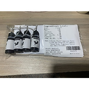 NewCraft 4 Packs Black Temporary Tattoo Ink and Stencils for Women Men Kids, Trend DIY Fake Freckles 103 Pcs Stencils Temporary Tattoo Kit