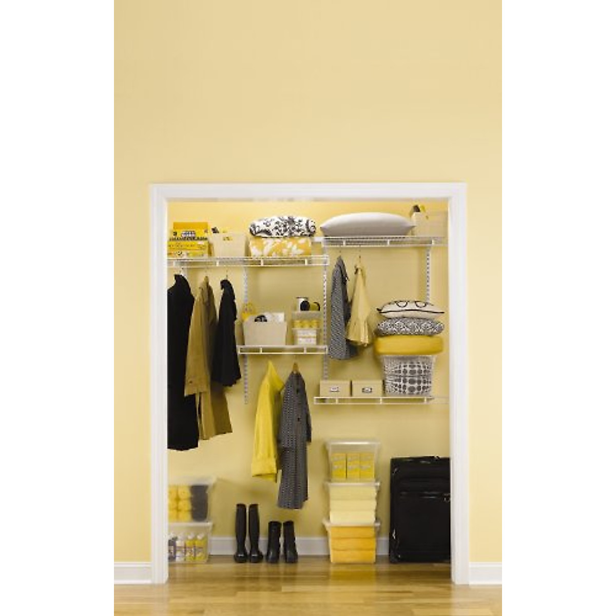 Rubbermaid FastTrack Multi-Purpose Closet Shelving Kit, White, Adjustable, Pantry Storage/Organization for your Clothes/Shoes/Food/Cleaning Supplies