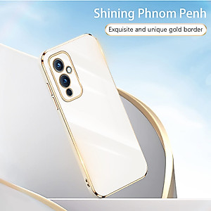 KuDiNi for Oneplus 9 Case, Oneplus 9 Phone Case for Women Girls Electroplating Cute Luxury Bling Aesthetic Trendy Pretty, Full Camera Soft TPU Protection Shockproof Cover for Oneplus 9 (White)