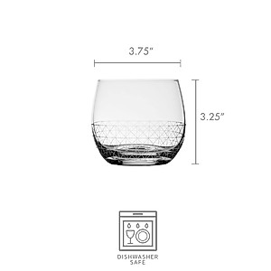 Scott Living Axis Double Old-Fashioned Whiskey Set of 4, 14-Ounce, Clear