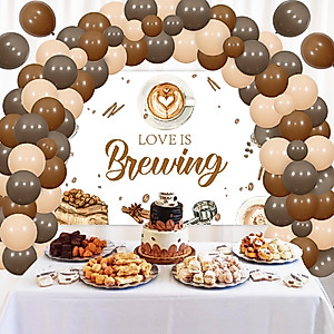 Coffee Bridal Shower Decorations Love is Brewing Backdrop Banner Coffee Balloon Arch Kit Love is Brewing Bridal Shower Decorations Coffee Bar Bachelorette Party Supply for Coffee Lovers Wedding Shower