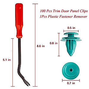 FEBRYTOLD 100Pcs Trim Door Panel Retainer Clips, Car Push Fastener Clips, Door Trim Clips for Toyota Corolla Camry Sequoia Tundra Tacoma, Replace OEM: 90467-10188 with 1Pcs Plastic Fastener Remover