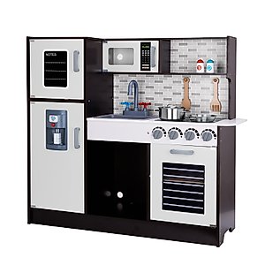 TOOKYLAND Kids Kitchen Playset, Wooden Chef Play Kitchen for Toddler with sink,oven,range Hood,stove,ice maker and microwave, Prefect Kitchen Toys for Toddlers as Gift