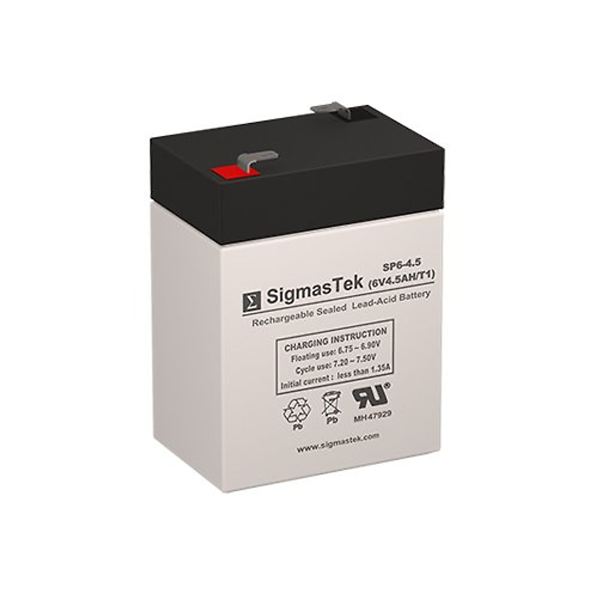 SP6-4.5 6 Volt 4.5 AmpH SLA Battery with F1 Terminal by SigmasTek