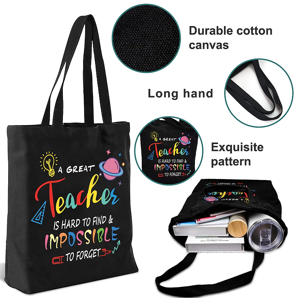 Teacher Appreciation Gifts with Tumbler and Tote Bag, Daycare Teacher Gifts for Birthday with Travel Beach Bag and Cup