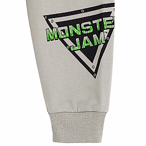 Monster Jam Little Boys Hoodie and Jogger Pants Outfit Set Light Gray 7-8