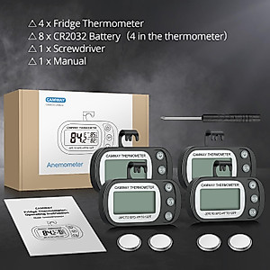 CAMWAY Refrigerator Fridge Thermometer Waterproof Digital Freezer Room Thermometer(-4°F to 122°F) Max/Min Record Function Large LCD Display Fridge and Freezer Thermometers(Black-4Pack)