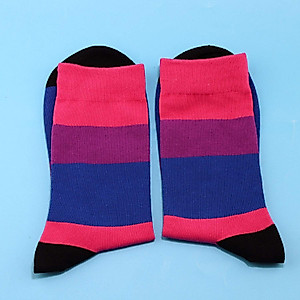 JXGZSO 2 Pairs Bisexual Socks Bisexual Pride Flag Bi Pride Apparel LGBTQ Socks Queer Pride Clothing Bisexual Gift (3.0 Bisexual Socks)