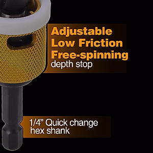 1/8"x3/8" Carbide Tipped Countersink Drill Bits with Low Friction Depth Stop, 1/4" Quick Change Hex Shank Countersink Drill with Replaceable HSS Pilot Drill Bit for Wood, Plastic, Woodworking