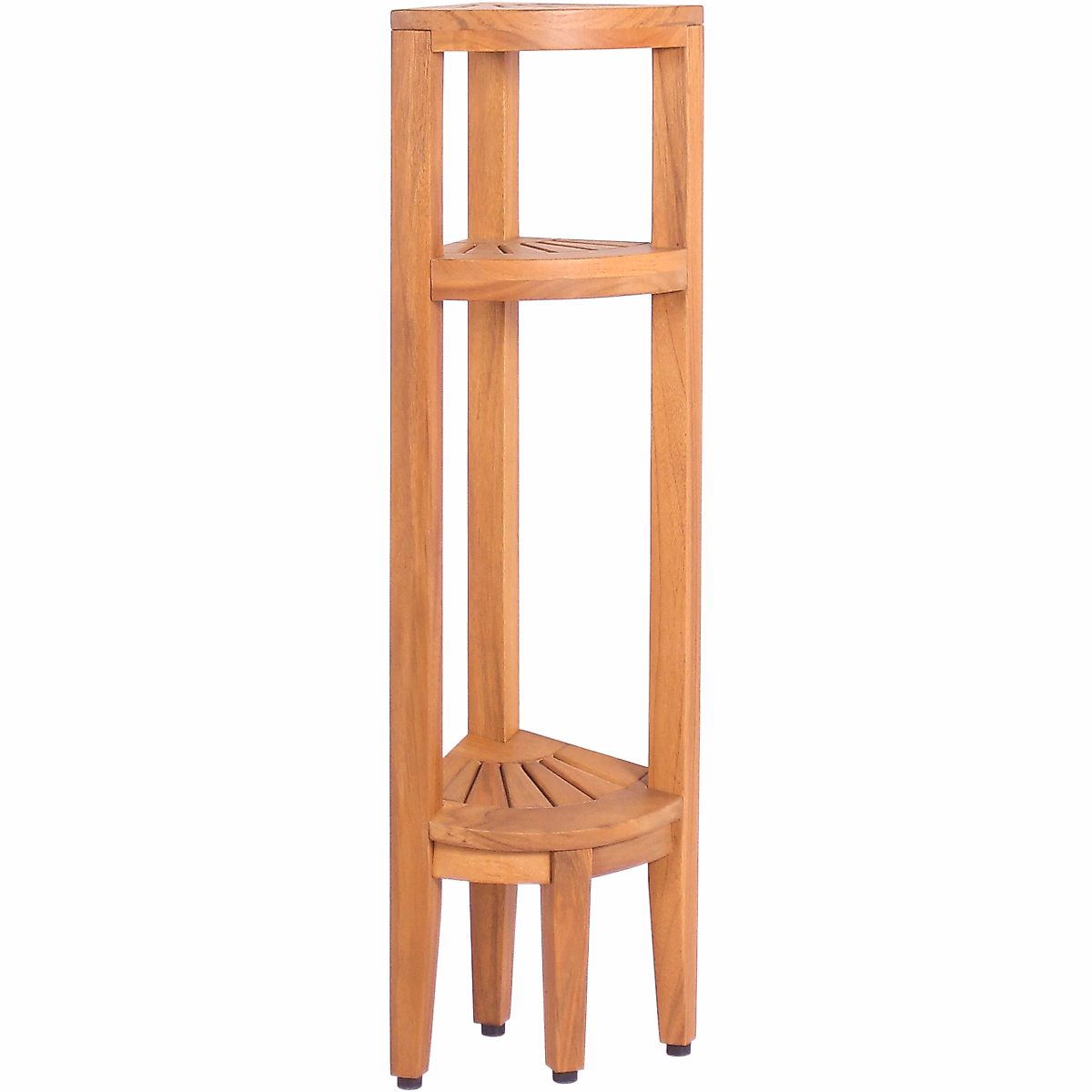 AquaTeak Kai Teak Corner Bath Shelf with Angled Shaving & Washing Foot Rest