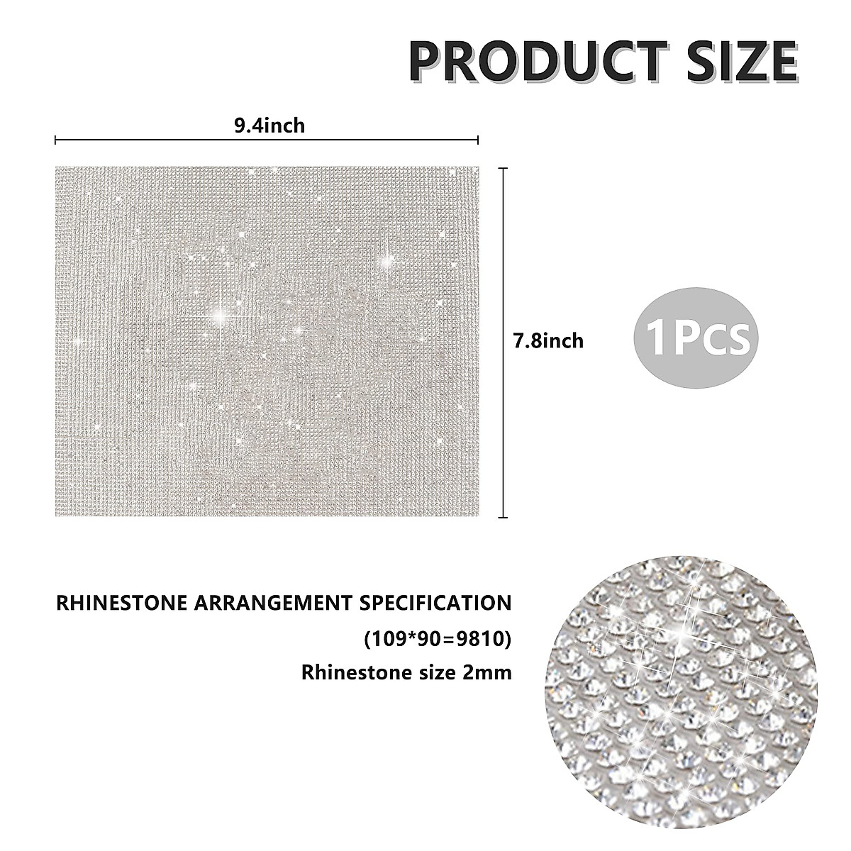 9.4"x7.8" 97 Bling Rhinestone Car Stickers,DIY Car Decals with Self-Adhesive Car Decorations,20PCS Bling Car Accessories Interior&Exterior for Car Dashboard,Door Handles