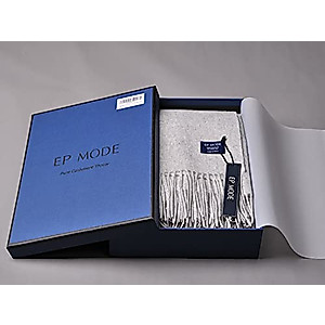 EP Mode 100% Pure Cashmere Throw Blanket for Sofa, Classic Design with Gift Box (Lt. Heather Grey)