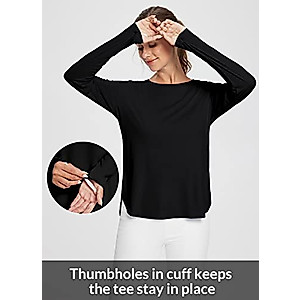 BALEAF Women's Sun Shirts UPF 50+ Long Sleeve Hiking Tops Lightweight Quick Dry UV Protection Outdoor Clothing Black L