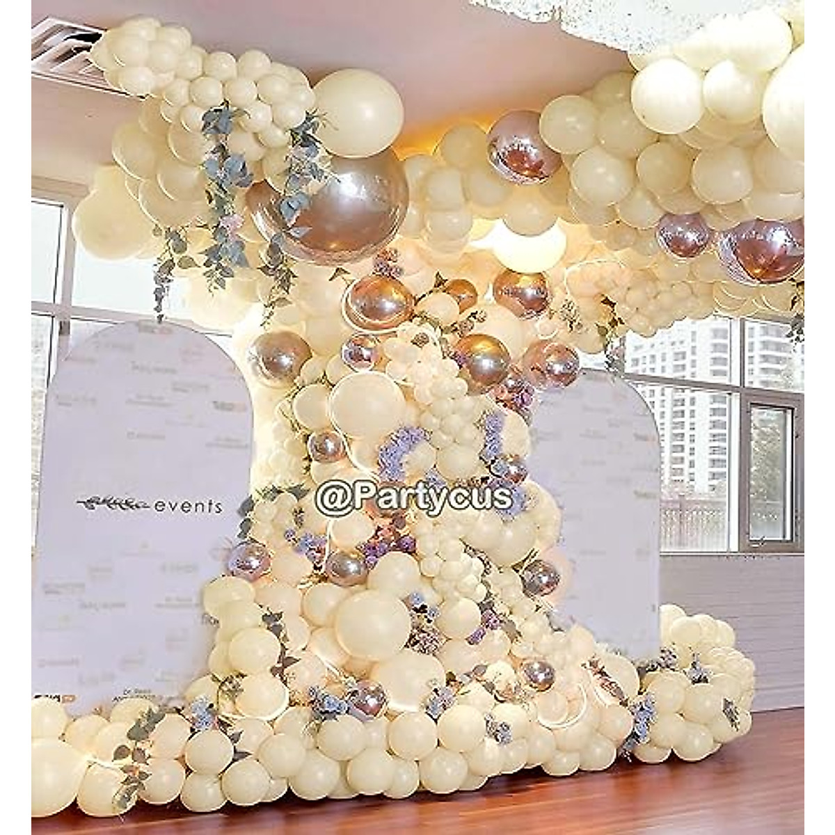 Ivory Balloon Garland - Double Stuffed Cream Beige Balloons Different Sizes 18/12/5 in Pastel Nude White Sand Balloon Arch Kit for Baby Shower Bridal Wedding Birthday Party Decoration