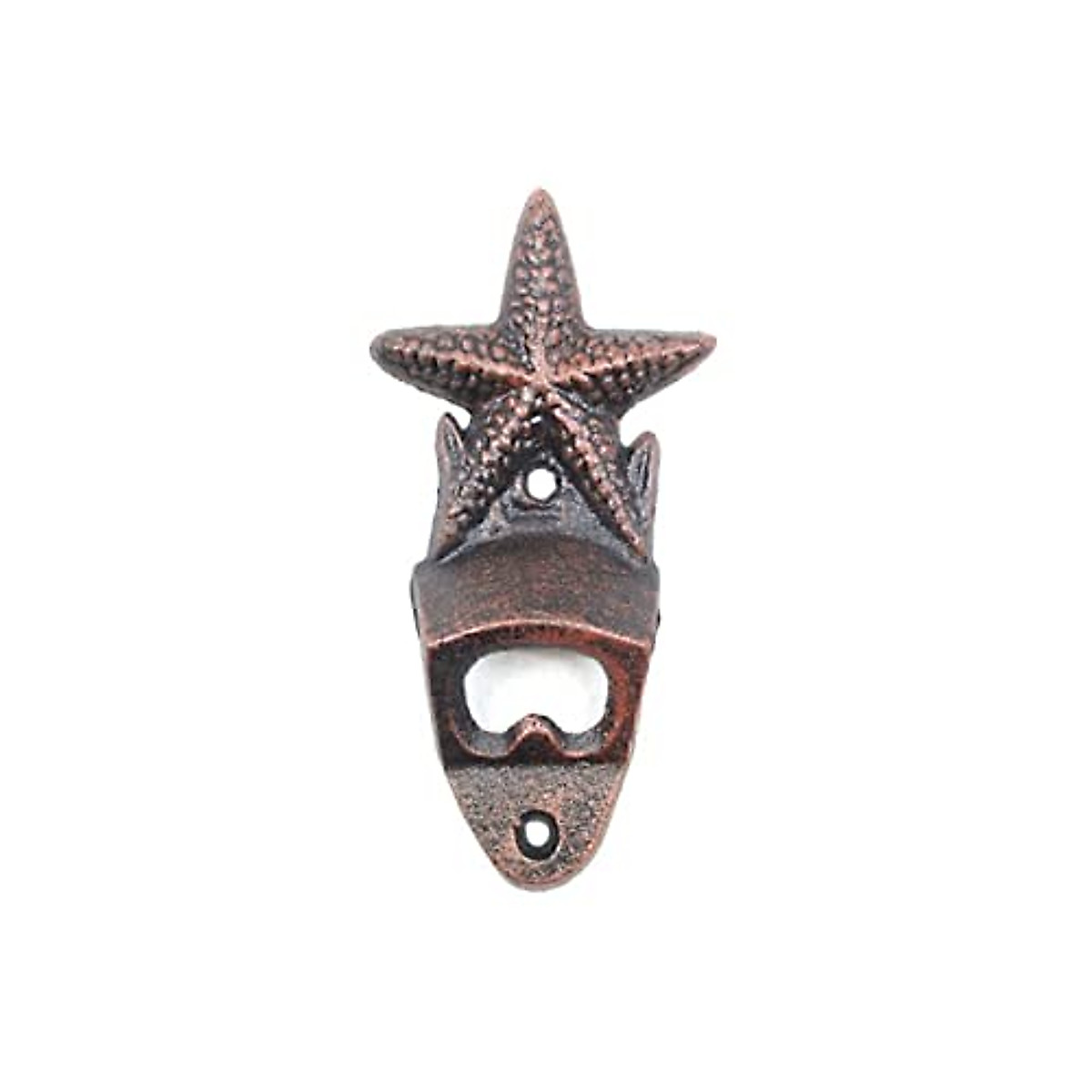 Hampton Nautical Rustic Copper Cast Iron Wall Mounted Starfish Bottle Opener 6" - Starfish Decor