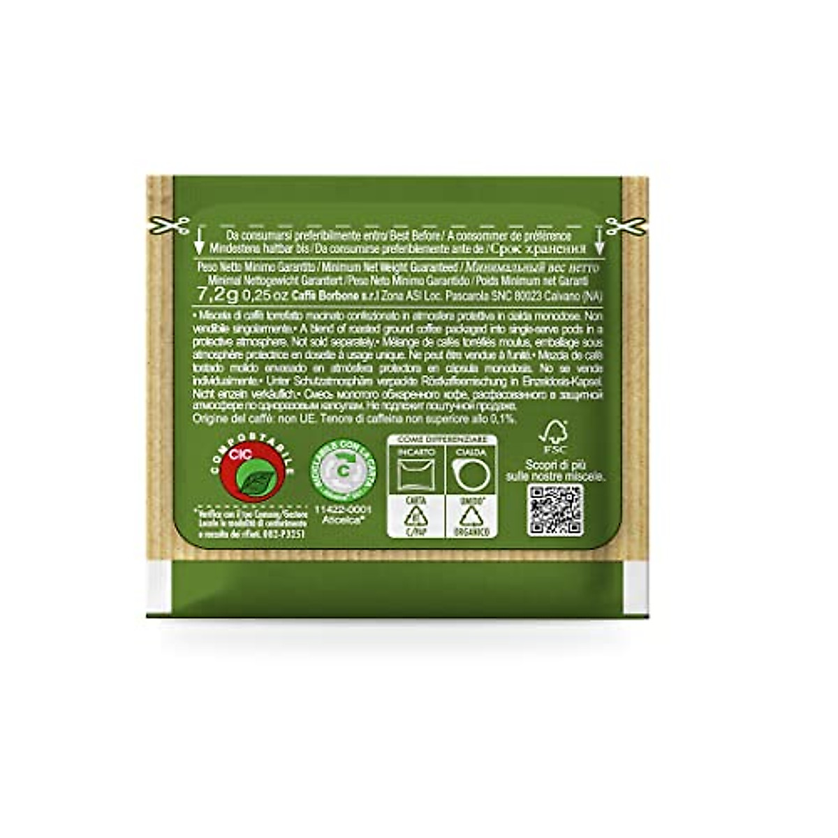 Caffe Borbone 150 Single Served Decaf Coffee Pods, Green Decaffeinated Blend with Flavour and Creaminess of Authenthic Nespresso, Roasted and Freshly Packaged in Italy