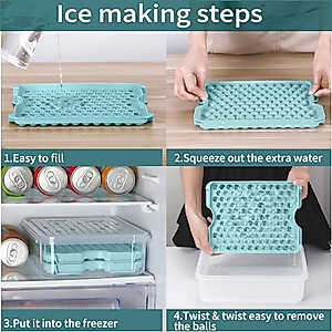 ARTLEO Mini Ice Cube Tray, Round Ice Ball Maker Mold for Freezer with Bin & Scoop, Upgraded Small 123x2 PCS Tiny Ice Cube Tray Easily Release for Chilling Drinks, Coffee, Cocktail, Juice, BPA Free