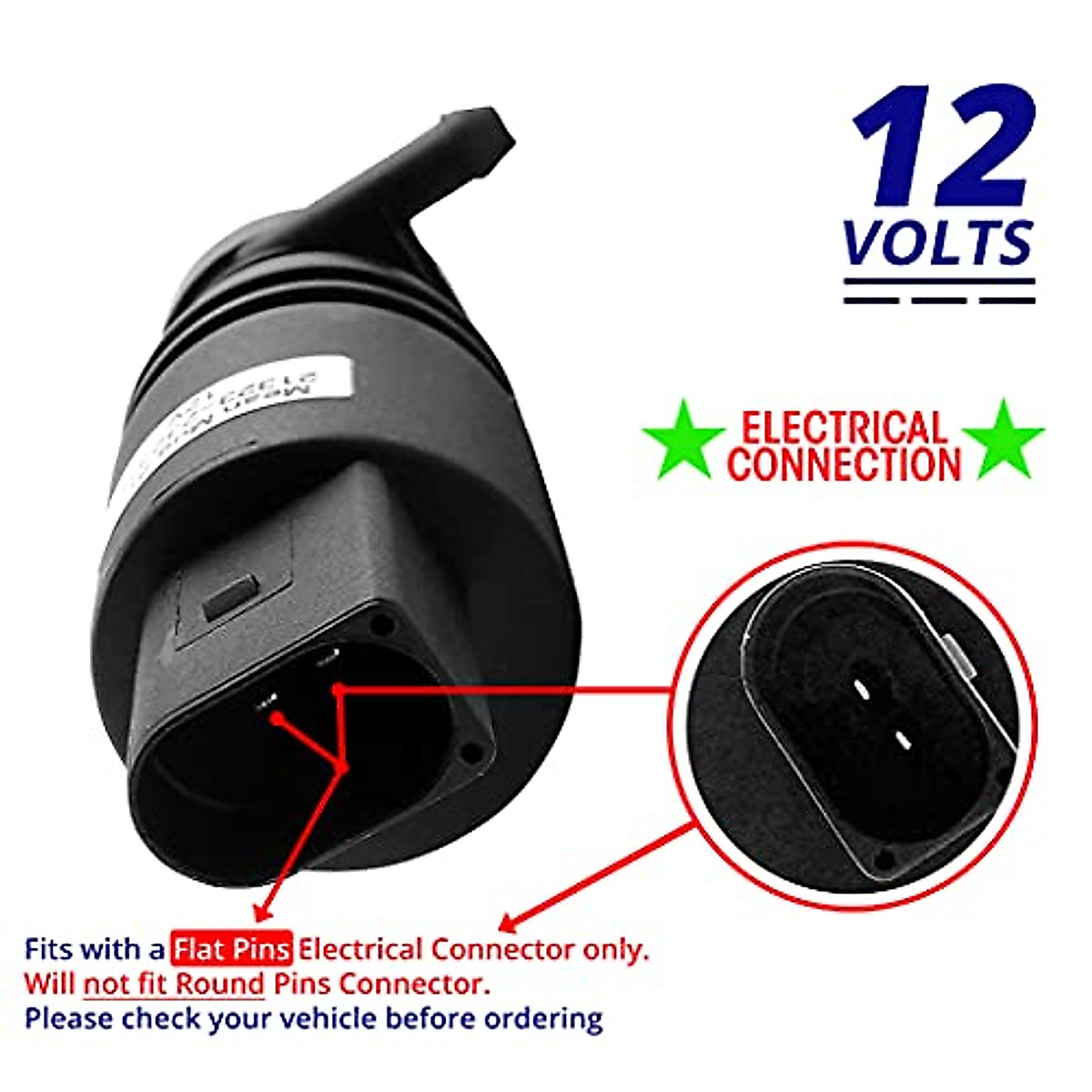 Mean Mug Auto 21323-232316B Windshield Washer Pump w/Grommet - Compatible with BMW, Mercedes-Benz - Replaces OEM #: 67128362154, 67128377612