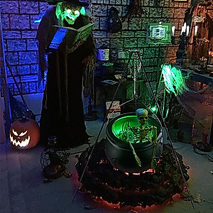 Halloween Decorations Outdoor - Large Cauldron Halloween Decor on Tripod with Timer Lights - Plastic Cauldron Witch Halloween Decorations for Porch Yard Lawn Outside