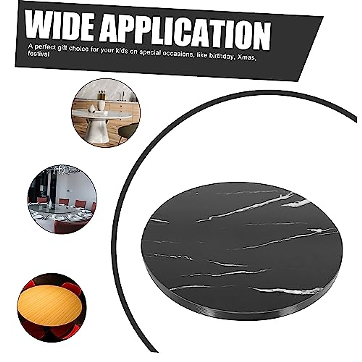 GANAZONO Table Turntable Wooden Turntable Rotating Plate Black Table Marble Table Lazy Susans for Table Round Kitchen Organizer Rotating Tabletop Pantry Turntable Dining Table Board