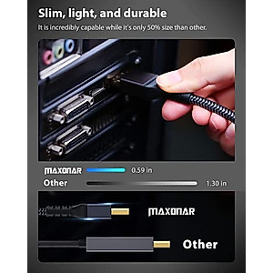 Maxonar VESA Certified DisplayPort 2.1 Cable, 16K DisplayPort Cable 2.0 Supports 80Gbps,16K@60Hz, 10K@60Hz, 8K@60Hz, 4K@165Hz, HDR, HDCP 2.2, 3D, ARC for Gaming Monitor, TV, PC, Laptop(6.6FT/ 2M)