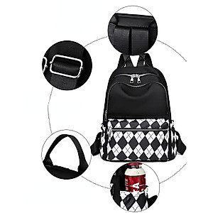 Wednesday Tartan Plaid Backpack Aesthetic Back to School for Teens Y2K Gothic Black White School Book Bag (Black)