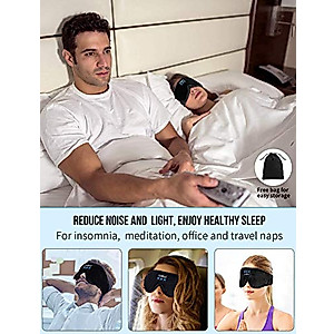 MUSICOZY Sleep Headphones, 3D Sleep Mask Bluetooth 5.2 Wireless Sleeping Headphones Earbuds Built-in HD Ultra Soft Thin Speakers Microphones for Men Women Cool Gadget Unique Gifts