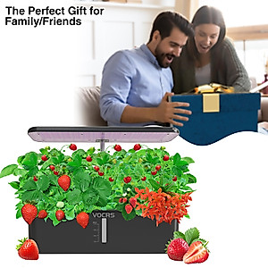 Hydroponics Growing System Indoor Garden - VOCRS 12 Pods Herb Garden Kit Indoor with LED Grow Light, Plants Germination Kit(No Seeds) with Pump System, Adjustable Height Up to 17.7" for Home, Black