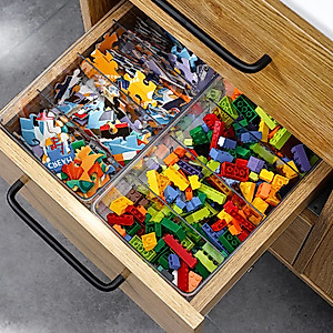 12 Piece Pantry Organization and Storage Bins - Seitop 2 Large Food Storage Organizer & 10 Pcs Clear Drawer Organizers, Removable Dividers Plastic Snack Organizer for Fridge Kitchen Cabinet