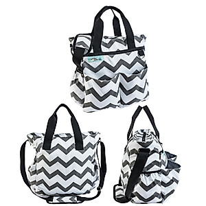 Stylish Travel Diaper Bag Tote for Men and Women – Unisex, Multifunctional Design with Universal Stroller Straps, 9 Pockets FREE Wet/Dry Bag and Changing Pad by LoveMyGoodies