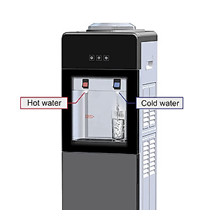 Top Loading Water Cooler Water Dispenser - Stainless Steel Hot & Cold Water Cooler Dispenser, Compressor Cooling, 3 & 5 Gallon Water Dispenser for Home Office School Kitchen, Gray