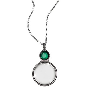 Magnifying Glass Necklace, 10x Magnifying Glass, Vintage Magnifying Glass Pendant Jewelry Reading Magnifie for Books Crafts Jewellery Hobbies (Green)