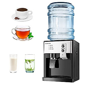 5Gal Water Dispenser,countertop dispensador de agua Drinking Machine Hot/Ice/Cold Top Loading Countertop Water Cooler Dispenser can Put 3.5L, 5L, 10L and 18.9l Bottled Water (Black+White)
