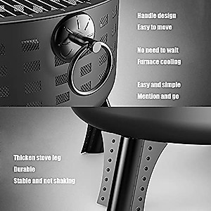 LEAYAN Garden Fire Pit Grill Bowl Grill Barbecue Rack Portable Fire Pit, Round Wood Burning Fire Pit, Fire Pit for Outdoor Garden Patio, for Outdoor Backyard Terrace Patio