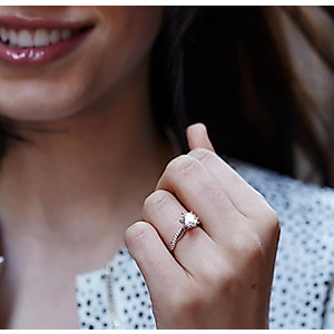 Aihpos 1-1/4 Carat(ctw) Classic Engagement Rings for Women White Gold 6-Prong Moissanite Rings Platinum Plated Silver 10K 14K 18K Gold Wedding Anniversary Ring with Text Engraving