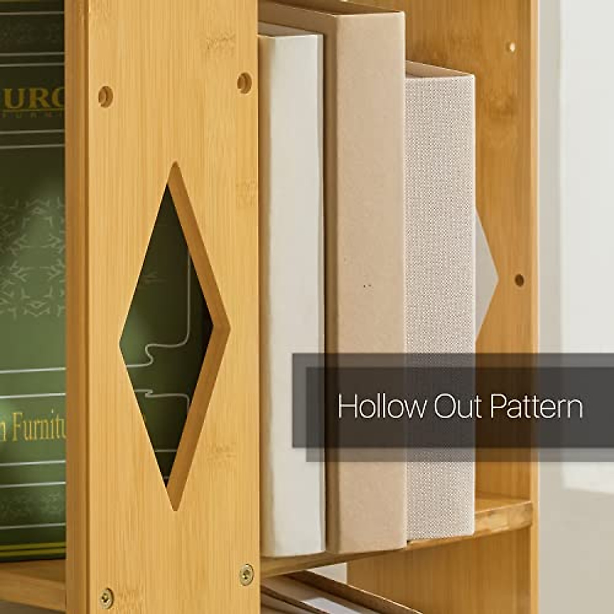 MoNiBloom Desktop Bookshelf 360 Degree Rotating 2 Tier Bookcase Bamboo Storage Organizer Shelves for Dormitory Living Room Children's Student, Natural