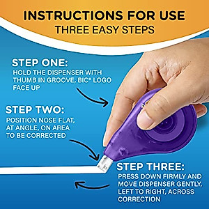 BIC Wite-Out Brand EZ Correct Correction Tape, White, Fast, Clean & Easy To Use, Tear-Resistant Tape, 6-Count