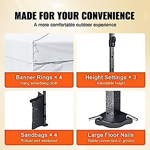 VEVOR 10x10 FT Pop up Canopy with Removable Sidewalls, Instant Canopies Portable Gazebo & Wheeled Bag, UV Resistant Waterproof, Enclosed Canopy Tent for Outdoor Events, Patio, Backyard, Party, Camping